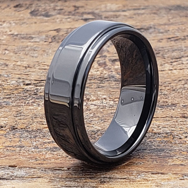Plato Black Ceramic Rings - Step Edges - Forever Metals