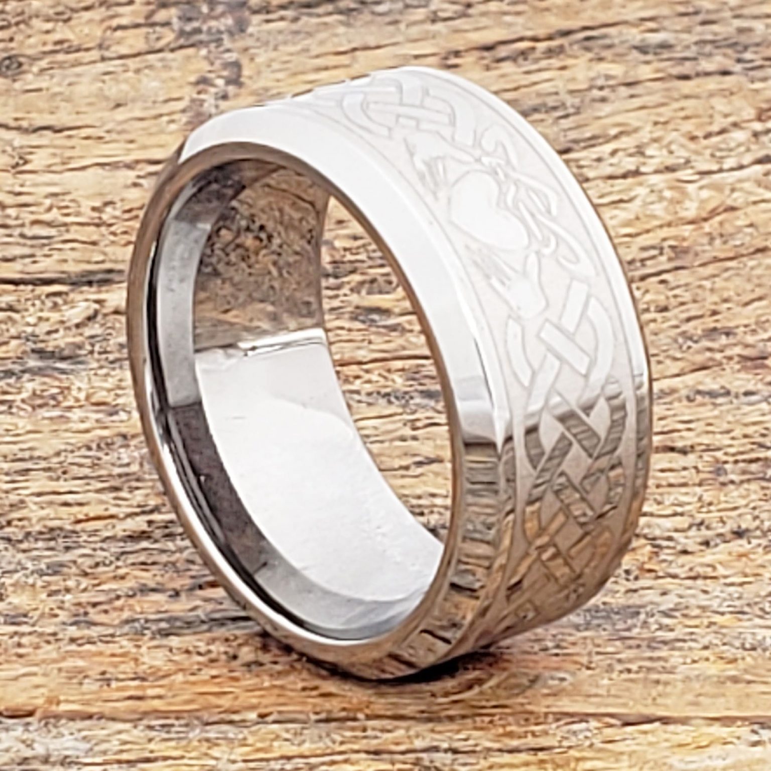 Kana Silver Beveled Edges Black Tungsten Rings - Forever Metals