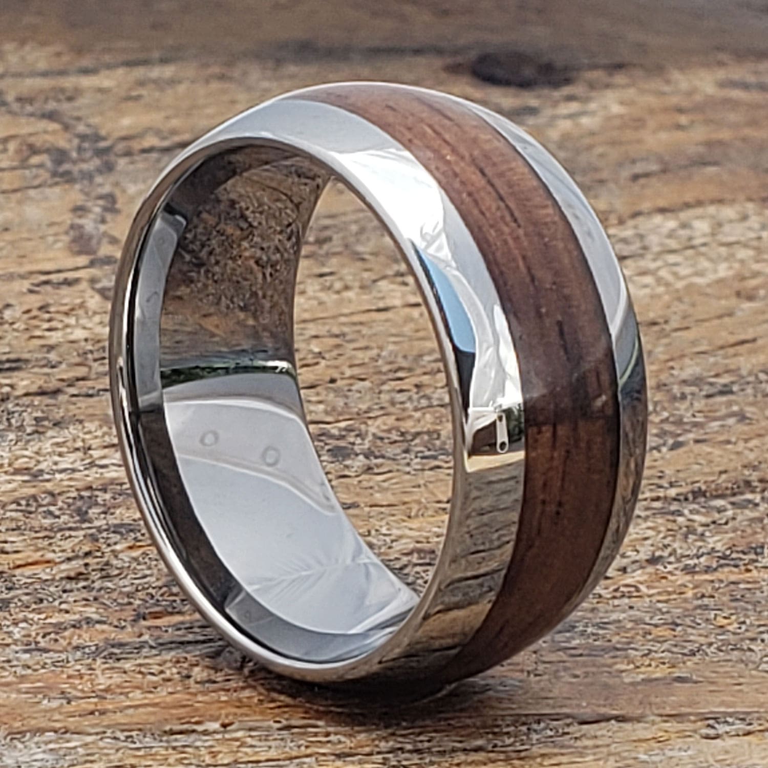 Neptune Wooden Rings - Men's Redwood Inlay - Forever Metals