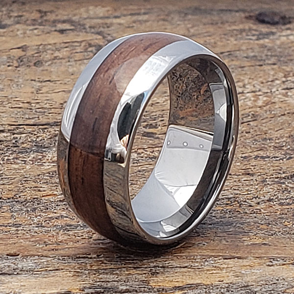 Neptune Wooden Rings - Men's Redwood Inlay - Forever Metals