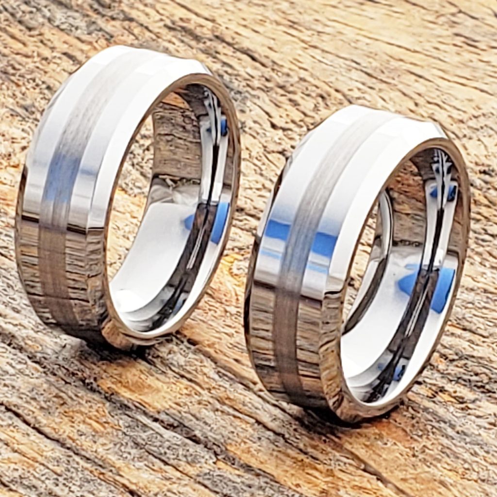 Midnight Beveled Brushed Inlay Rings - Forever Metals