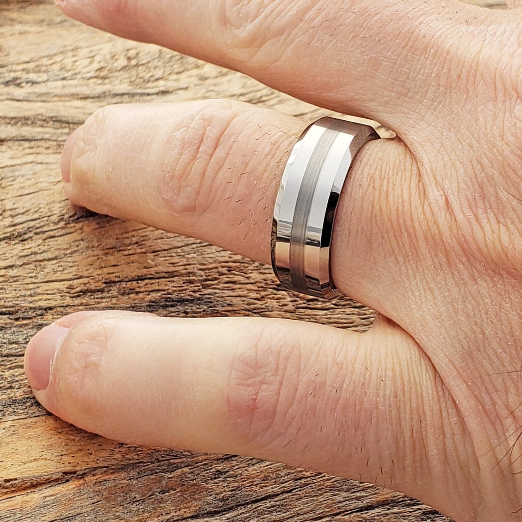 Midnight Beveled Brushed Inlay Rings - Forever Metals