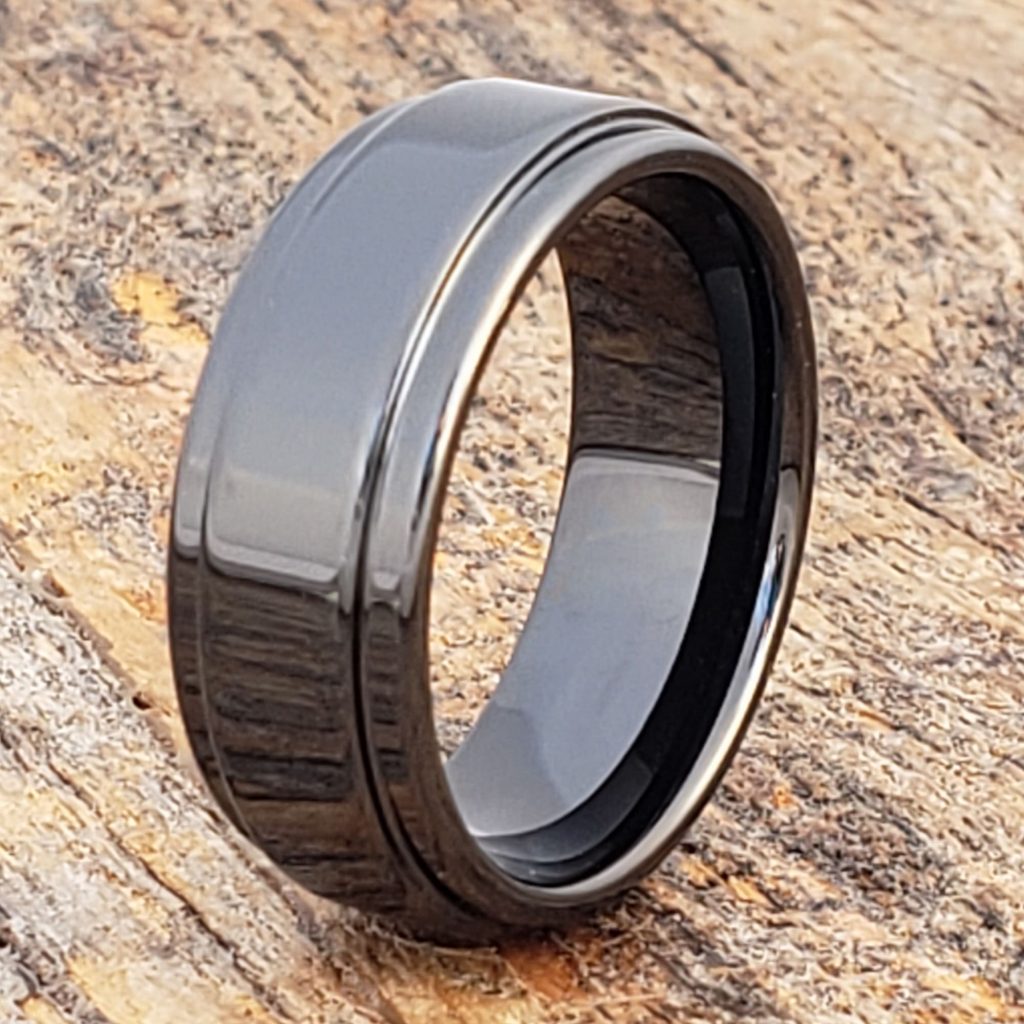 Plato Black Ceramic Rings - Step Edges - Forever Metals