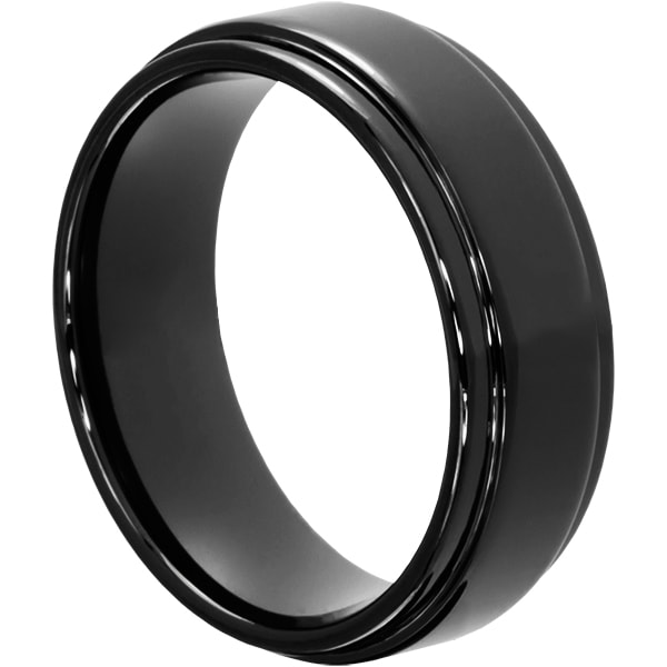 Plato Black Ceramic Rings - Step Edges - Forever Metals