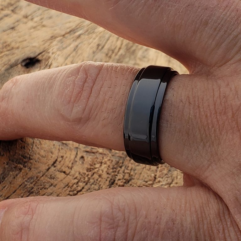 Plato Black Ceramic Rings - Step Edges - Forever Metals
