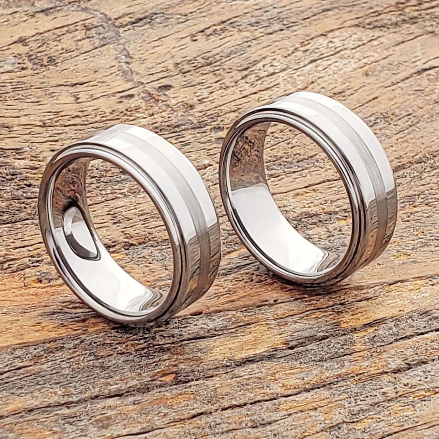 Sophisticate Carved Step Edges Inlay Rings - Forever Metals
