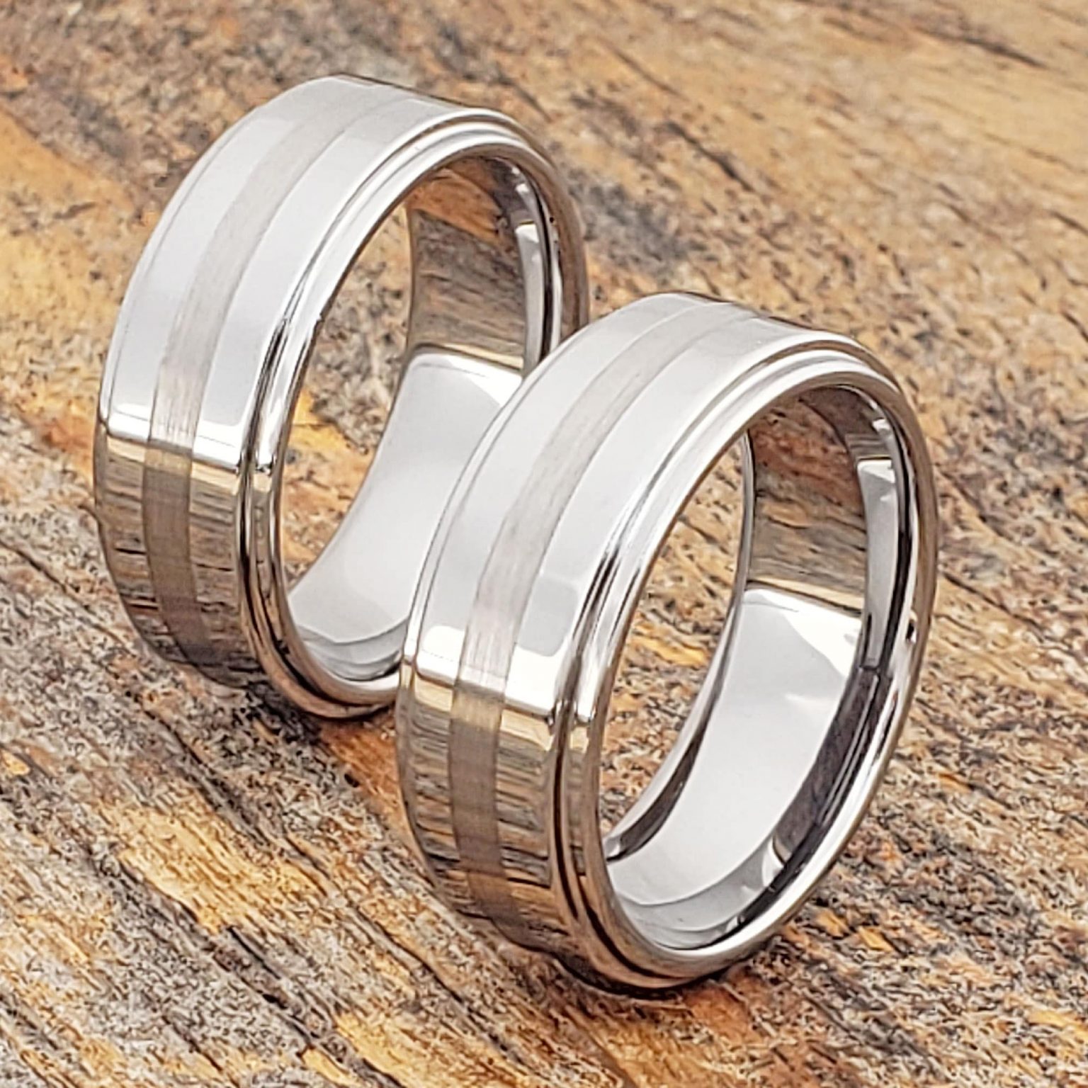 Sophisticate Carved Step Edges Inlay Rings - Forever Metals