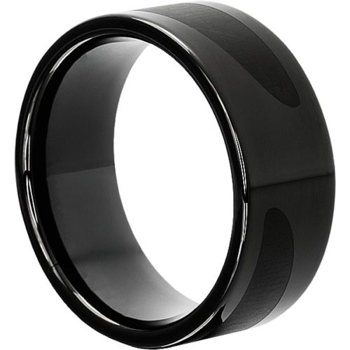 Trojan black laser engraved unique rings - Forever Metals