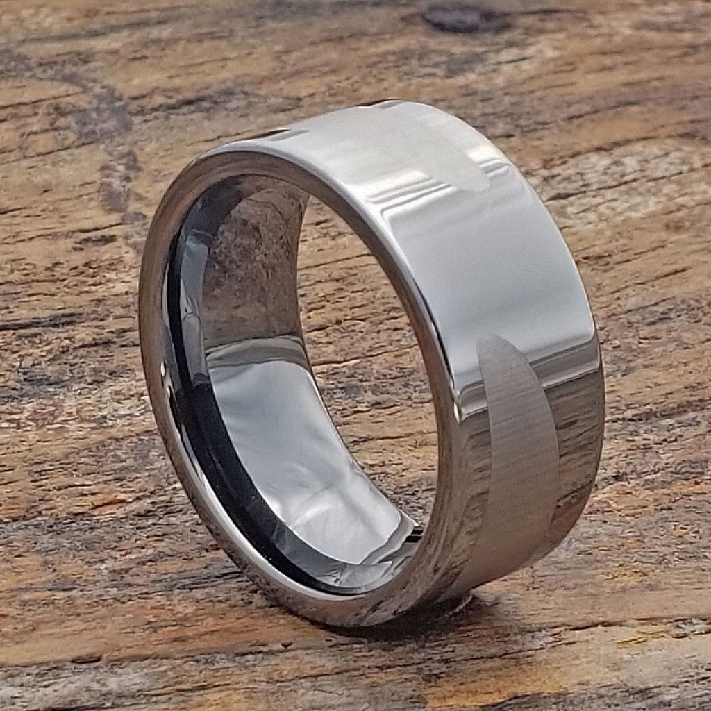 Trojan black laser engraved unique rings - Forever Metals