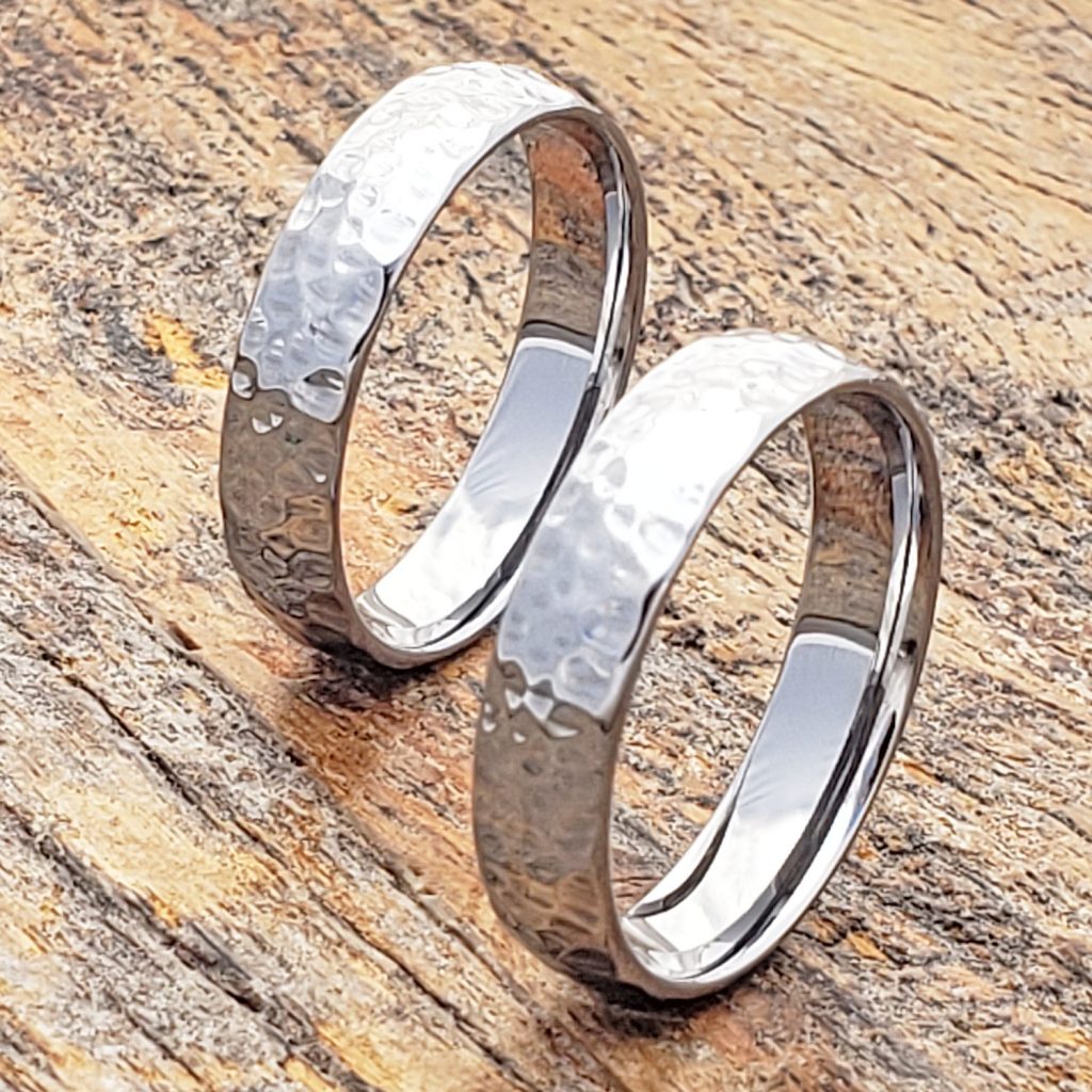 Hammered Rings - Steel Ultra Polished Blinding - Forever Metals