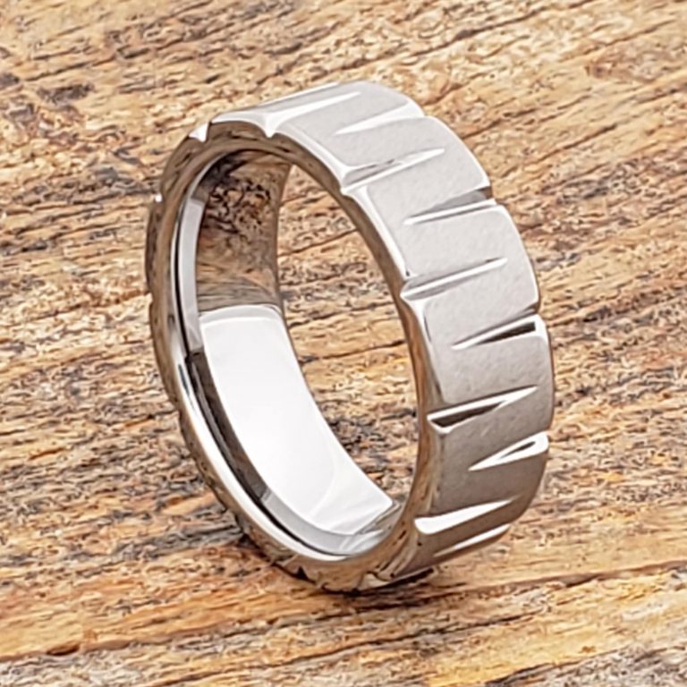 Trojan black laser engraved unique rings - Forever Metals