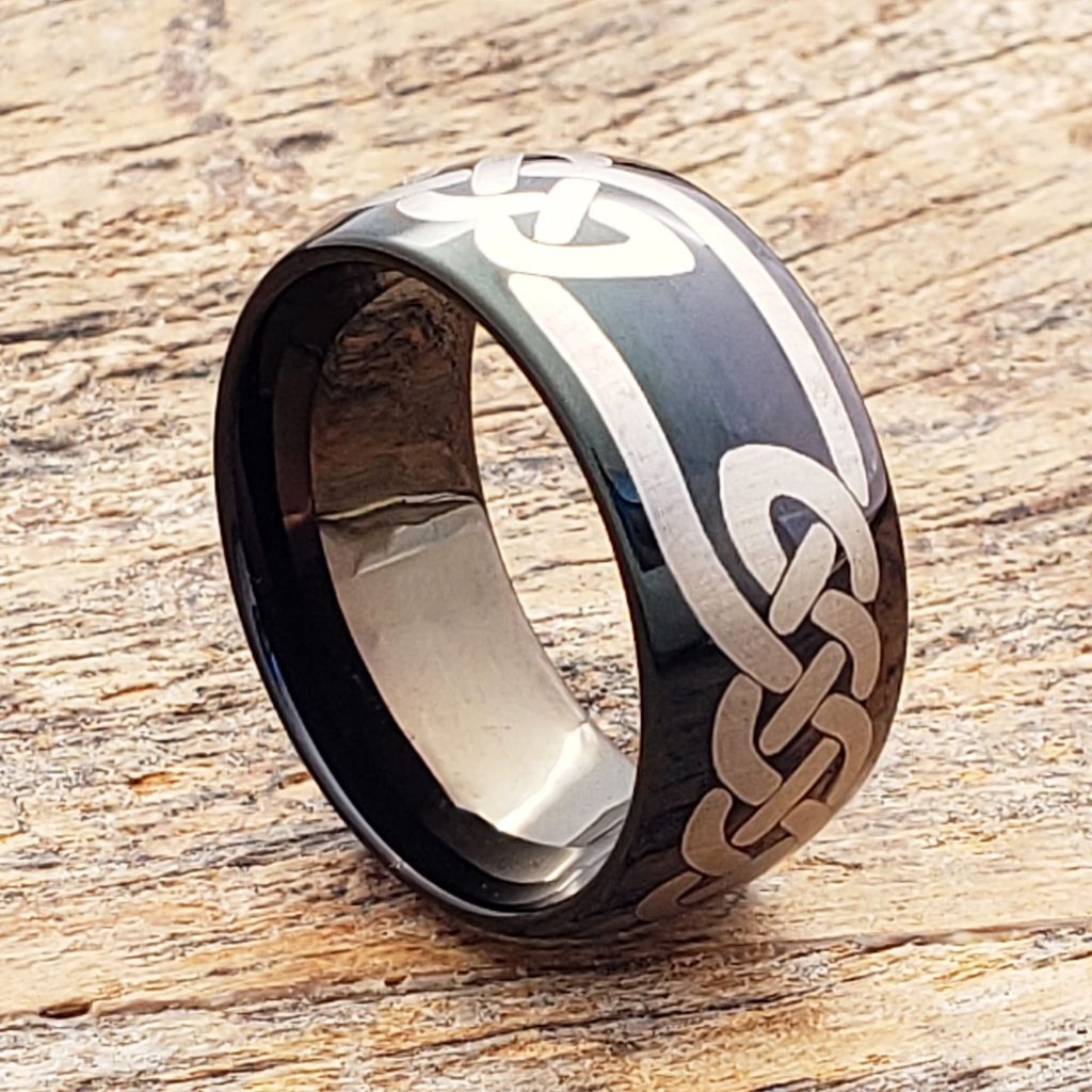 Viking Knot Work Gold Beveled Celtic Rings - Forever Metals