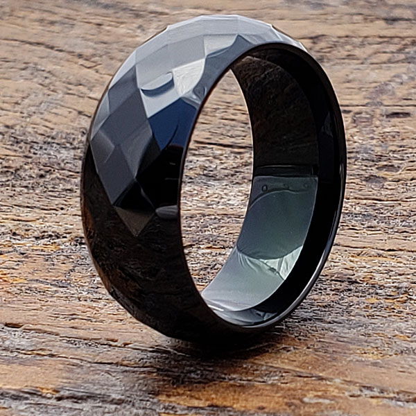 Hades Black Faceted Rings - Dark Polished - Forever Metals