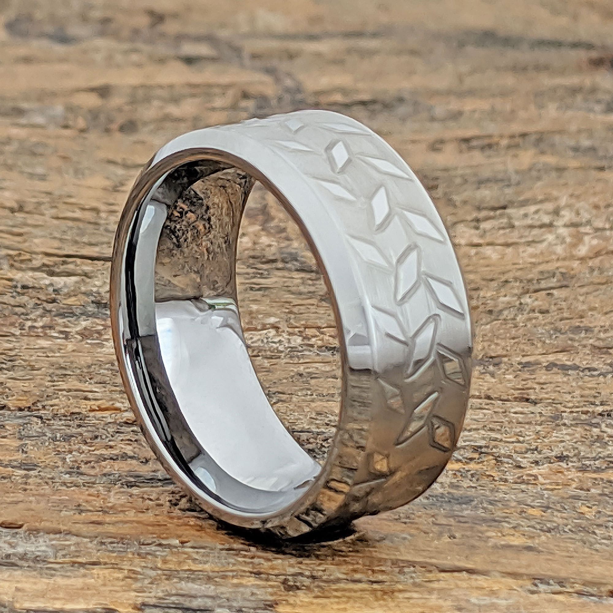 Brush Carved Rings - Diamond Plate - Forever Metals