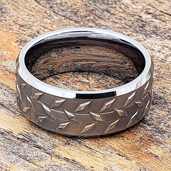 Brush Carved Rings - Diamond Plate - Forever Metals