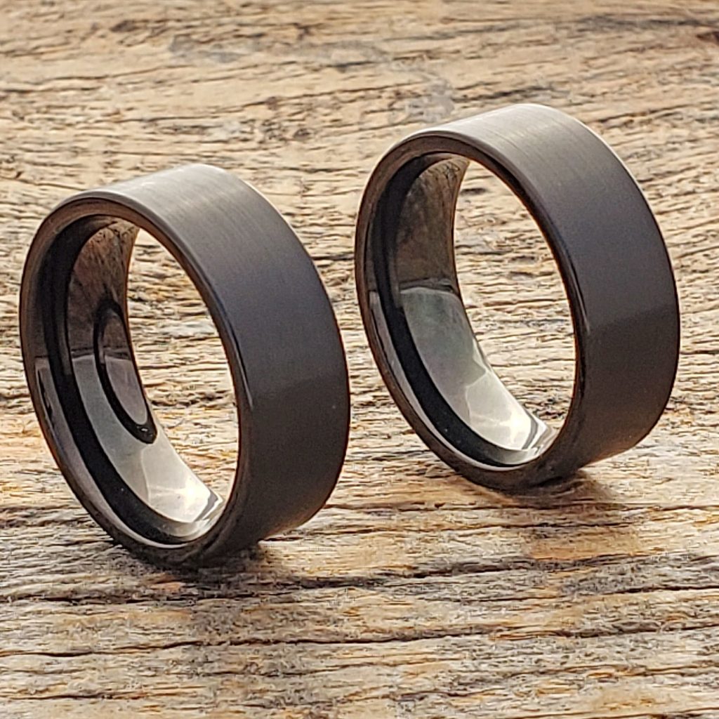 Europa Black Tungsten Rings - Flat | Brushed - Forever Metals