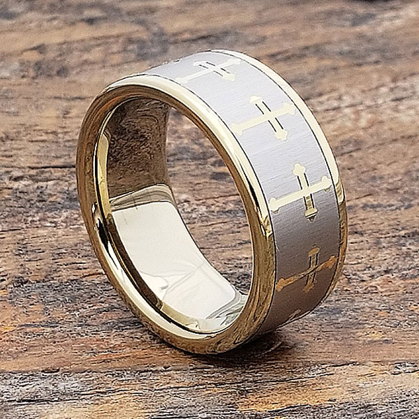 Trinity Gold Flat Cross Rings - Magnificent | Divine - Forever Metals