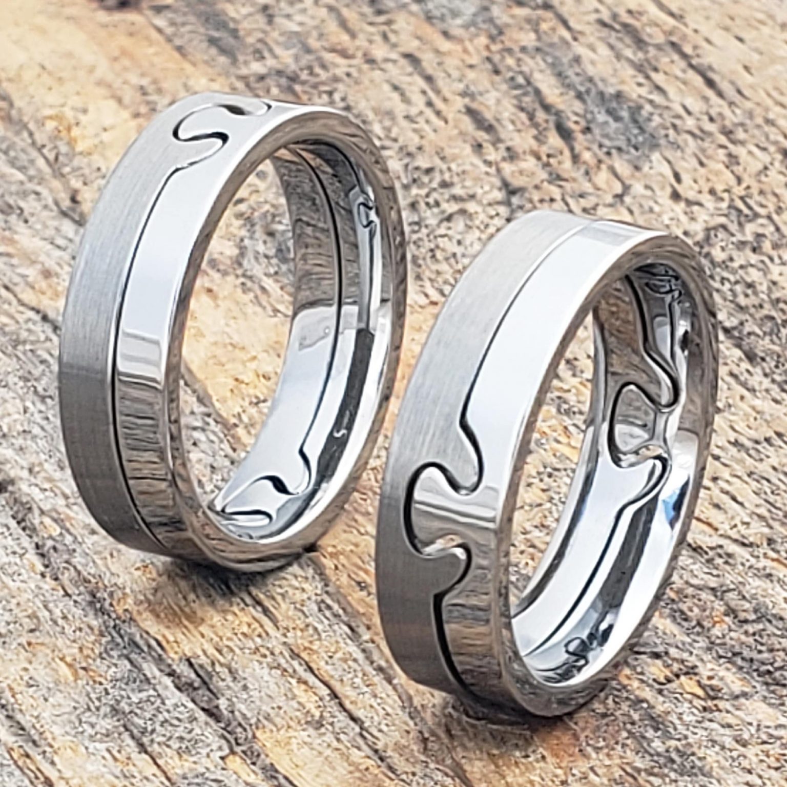 Interlocking Brushed Puzzle Rings - Forever Metals