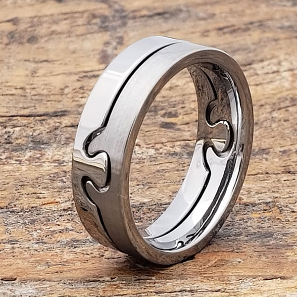 Interlocking Brushed Puzzle Rings - Forever Metals