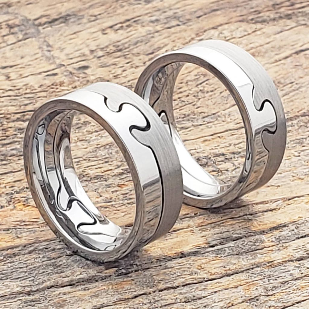 Interlocking Polished Puzzle Rings - Forever Metals