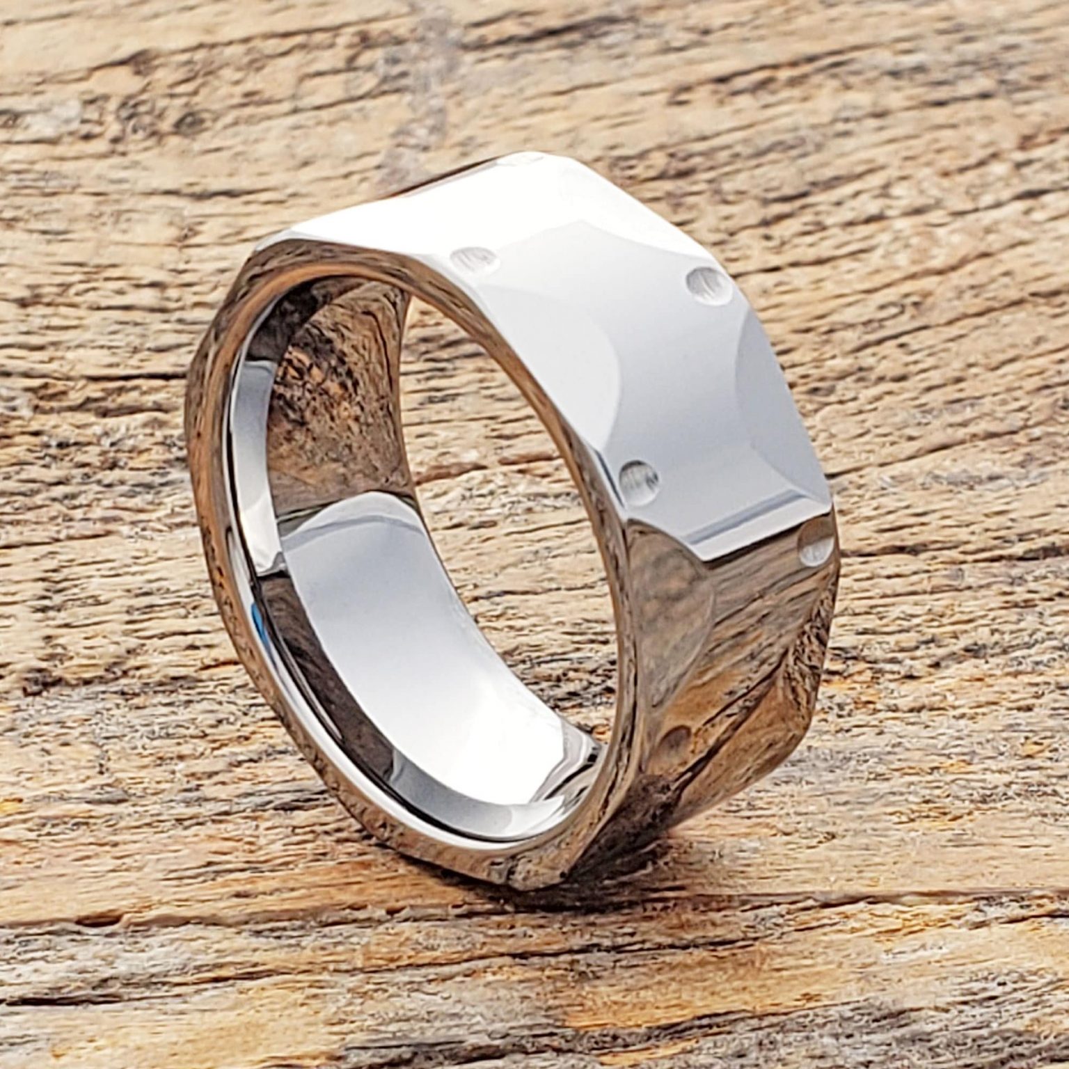 Metropolis Long Lasting Mens Faceted Tungsten Rings - Forever Metals