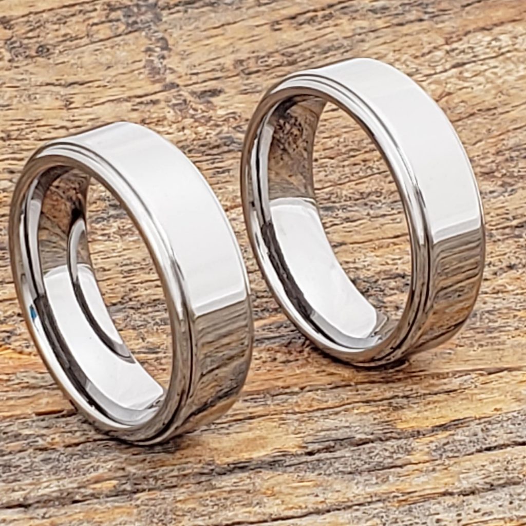 Obsession Step Down Edges Tungsten Wedding Bands - Forever Metals