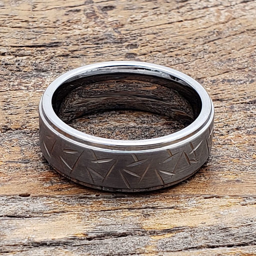 Thorns Brushed Step Edges Carved Rings - Engaging - Forever Metals