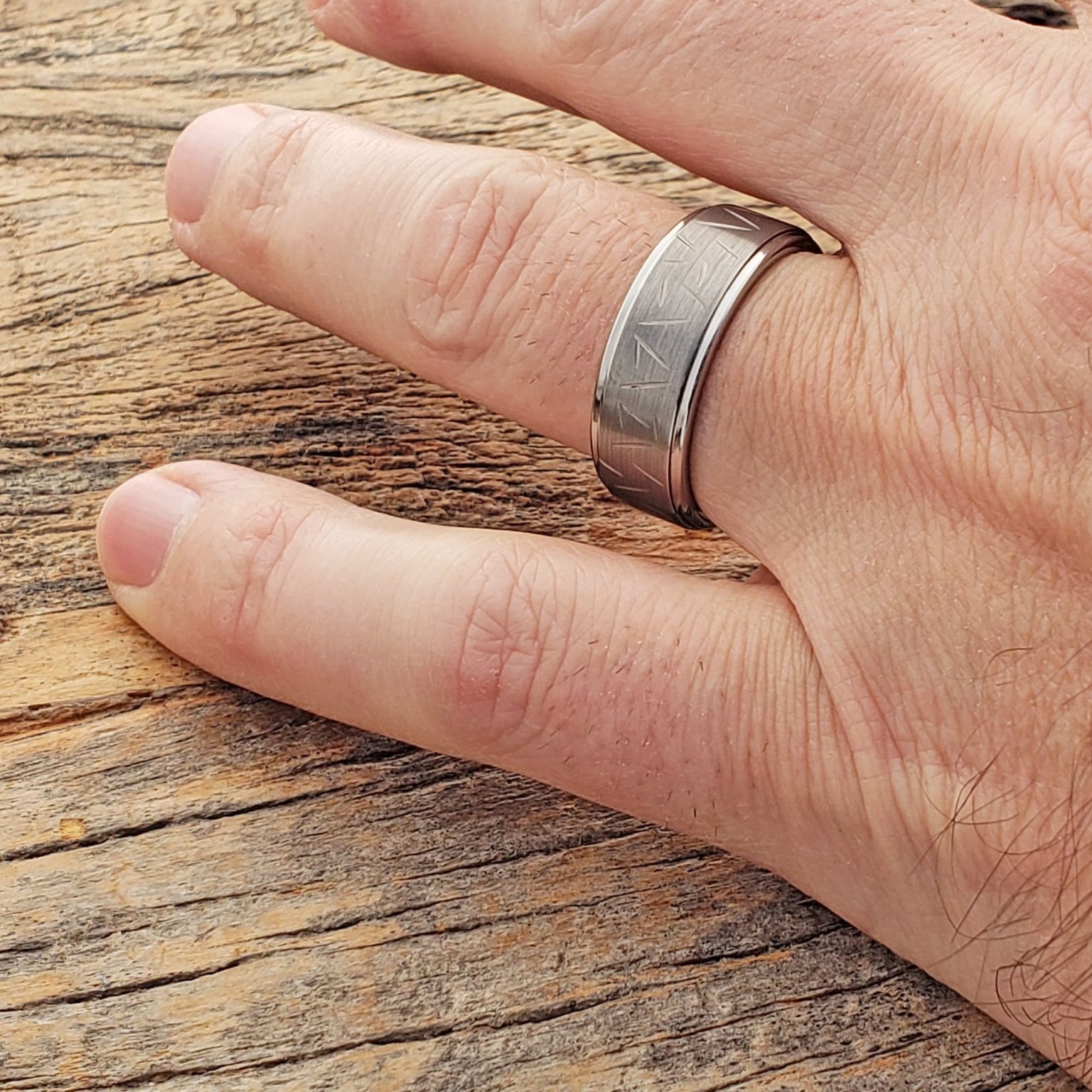 Thorns Brushed Step Edges Carved Rings - Engaging - Forever Metals