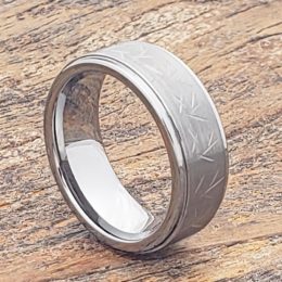 Thorns Brushed Step Edges Carved Rings - Engaging - Forever Metals